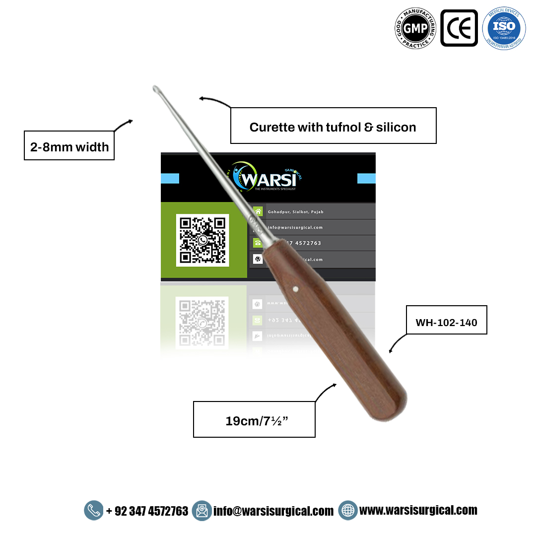 Curette with tufnol and silicon handle - Warsi Surgical